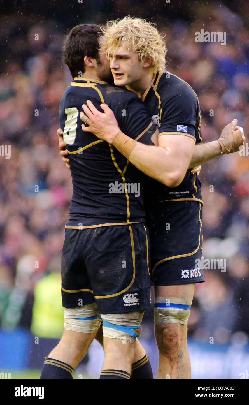 Richie Gray celebrate's with Johnnie Beattie, Scotland v Ireland, RBS 6 ...