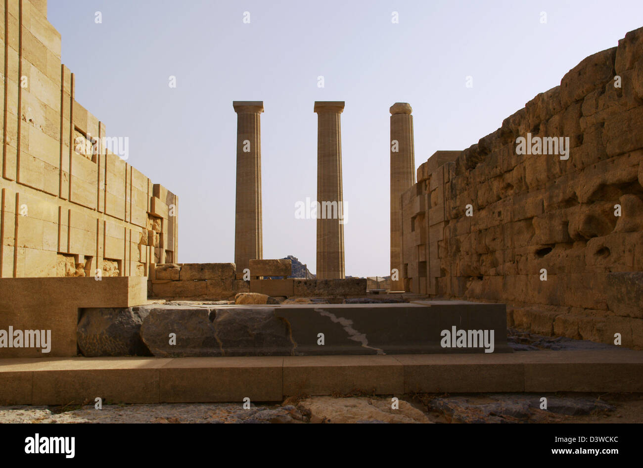 ancient column in Lindos, Greece,Rhodes island Stock Photo - Alamy