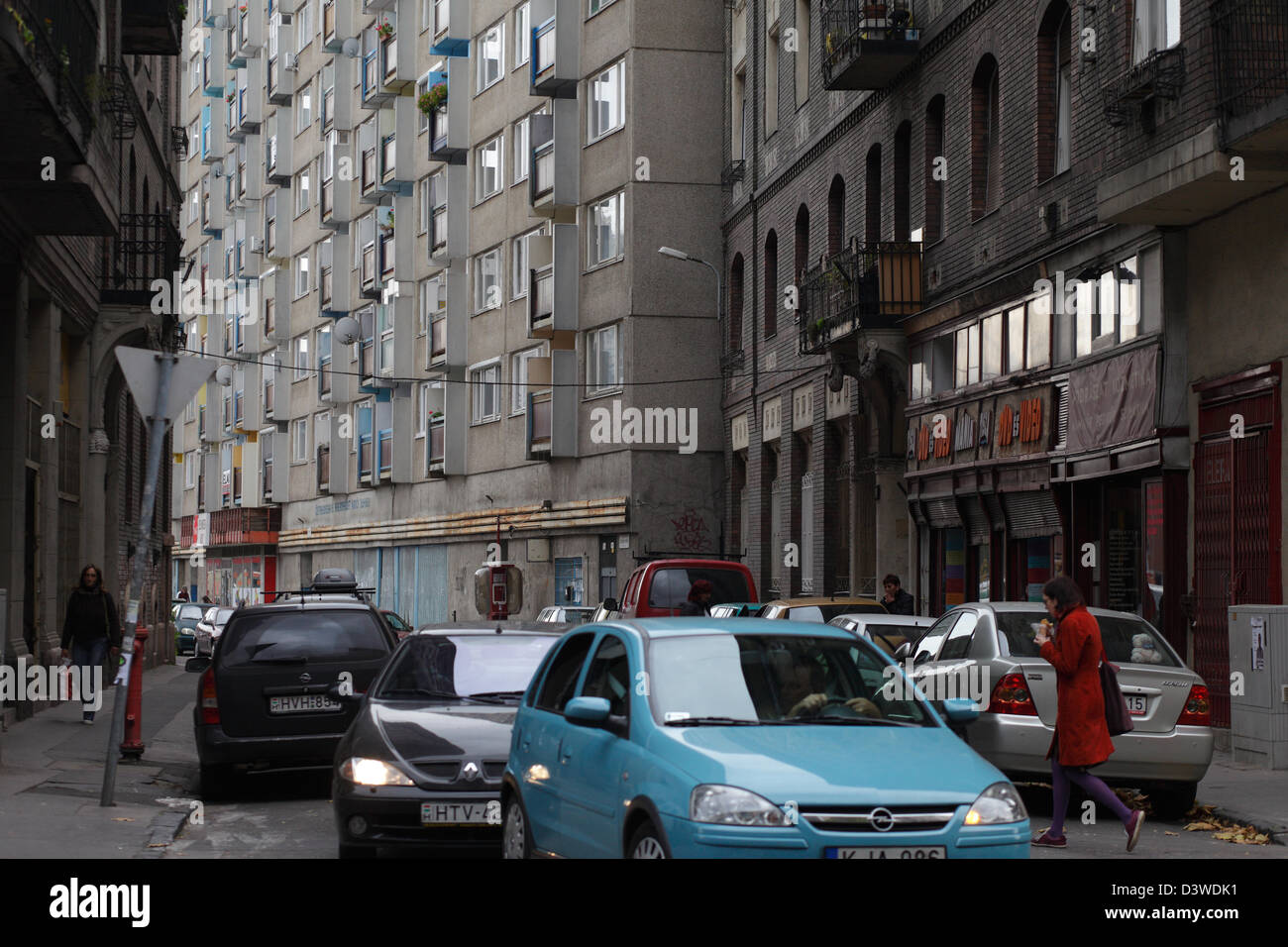Budapest, Hungary, prefabricated buildings in the district Jozsefvaros ...