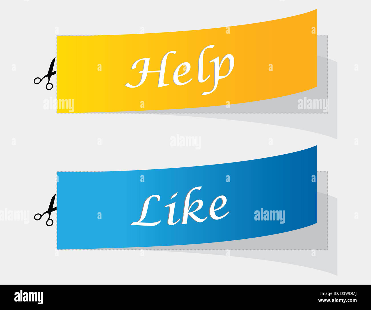 set of colorful vector sample labels with help and like text Stock ...
