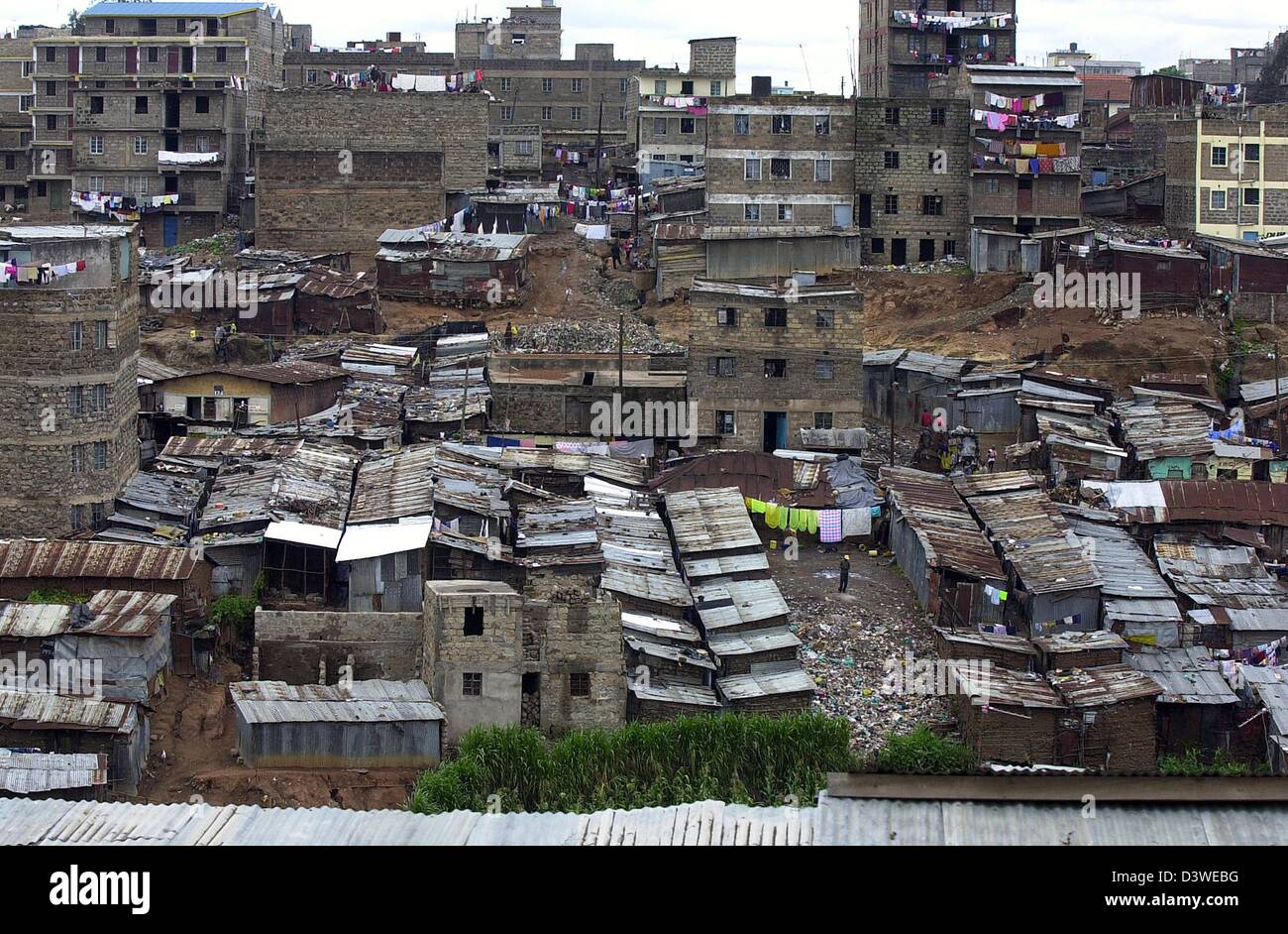 The Kenyan slum of Mathare, only five km from Nairobi city centre ...