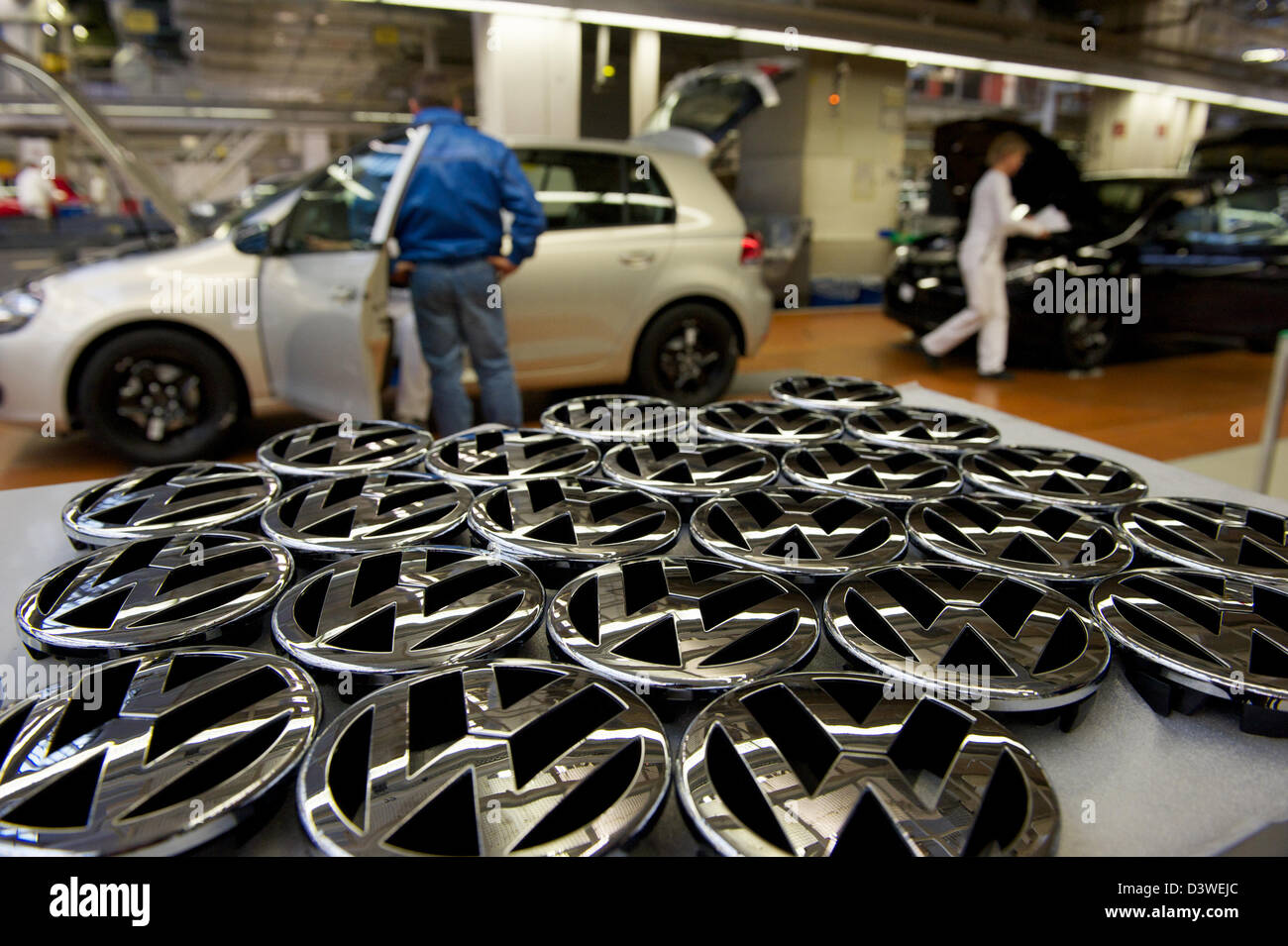 Wolfsburg, Germany, the production of the VW Golf in the Volkswagen AG ...