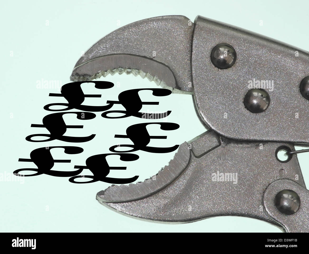 The Squeezed Pound Sterling Under Pressure money crisis Stock Photo - Alamy