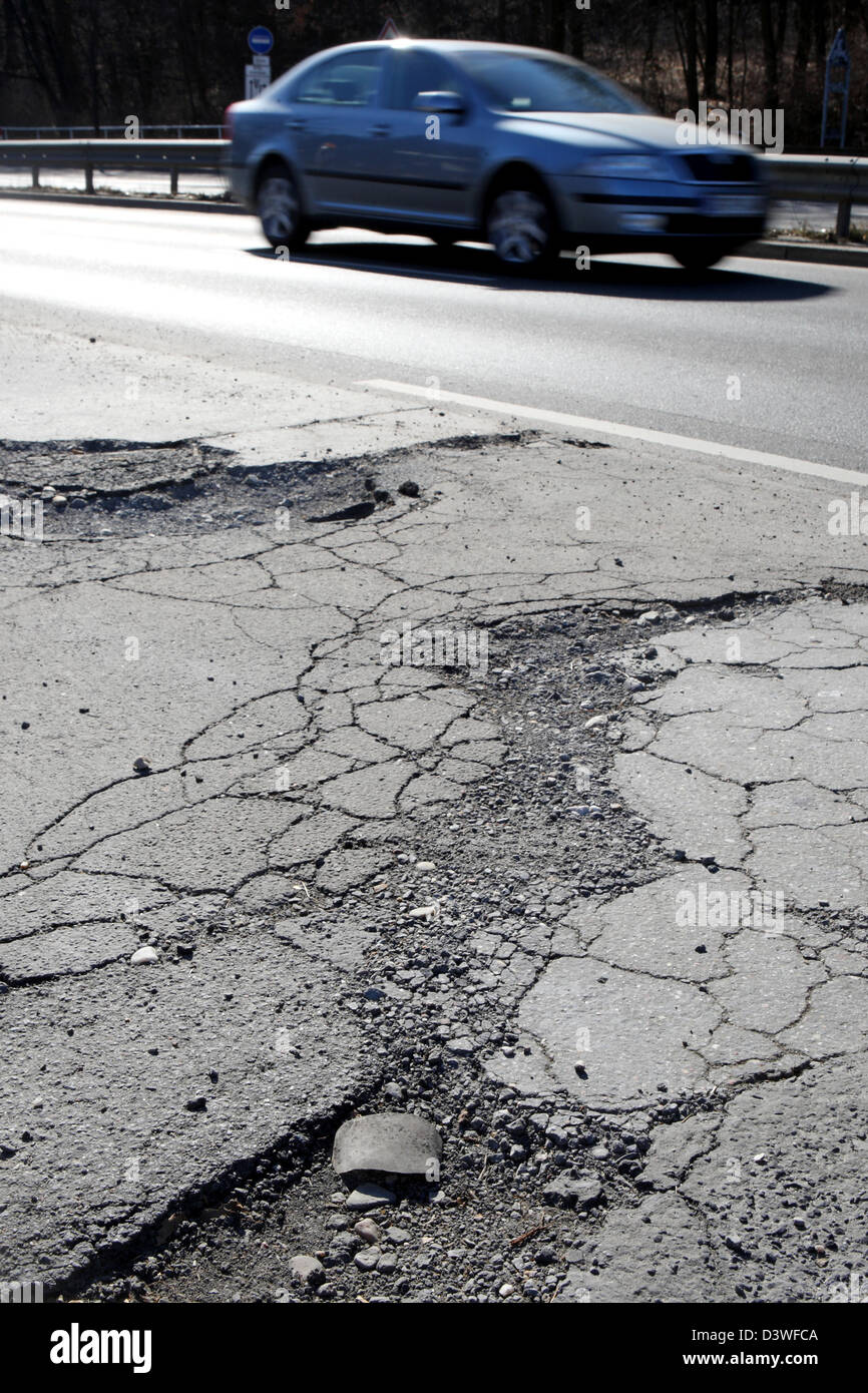 Berlin, Germany, potholes and cracks in the pavement Stock Photo - Alamy