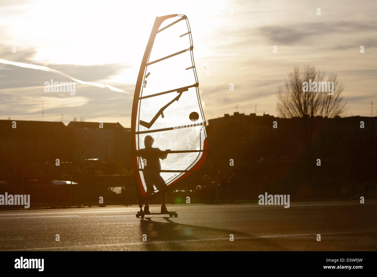 Berlin, Germany, Street Surfer at sunset at Tempelhof Stock Photo - Alamy