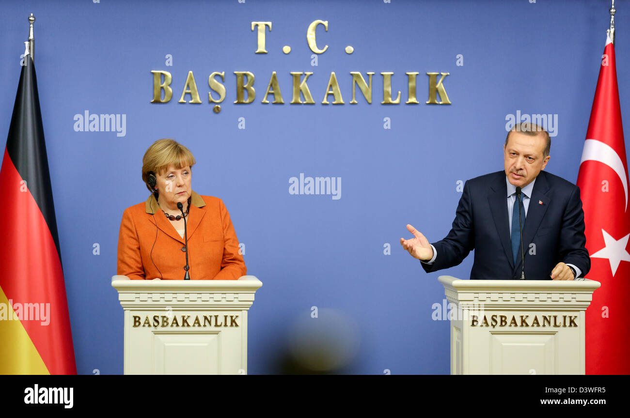 German Chancellor Angela Merkel and Prime Minister of Turkey Recep ...