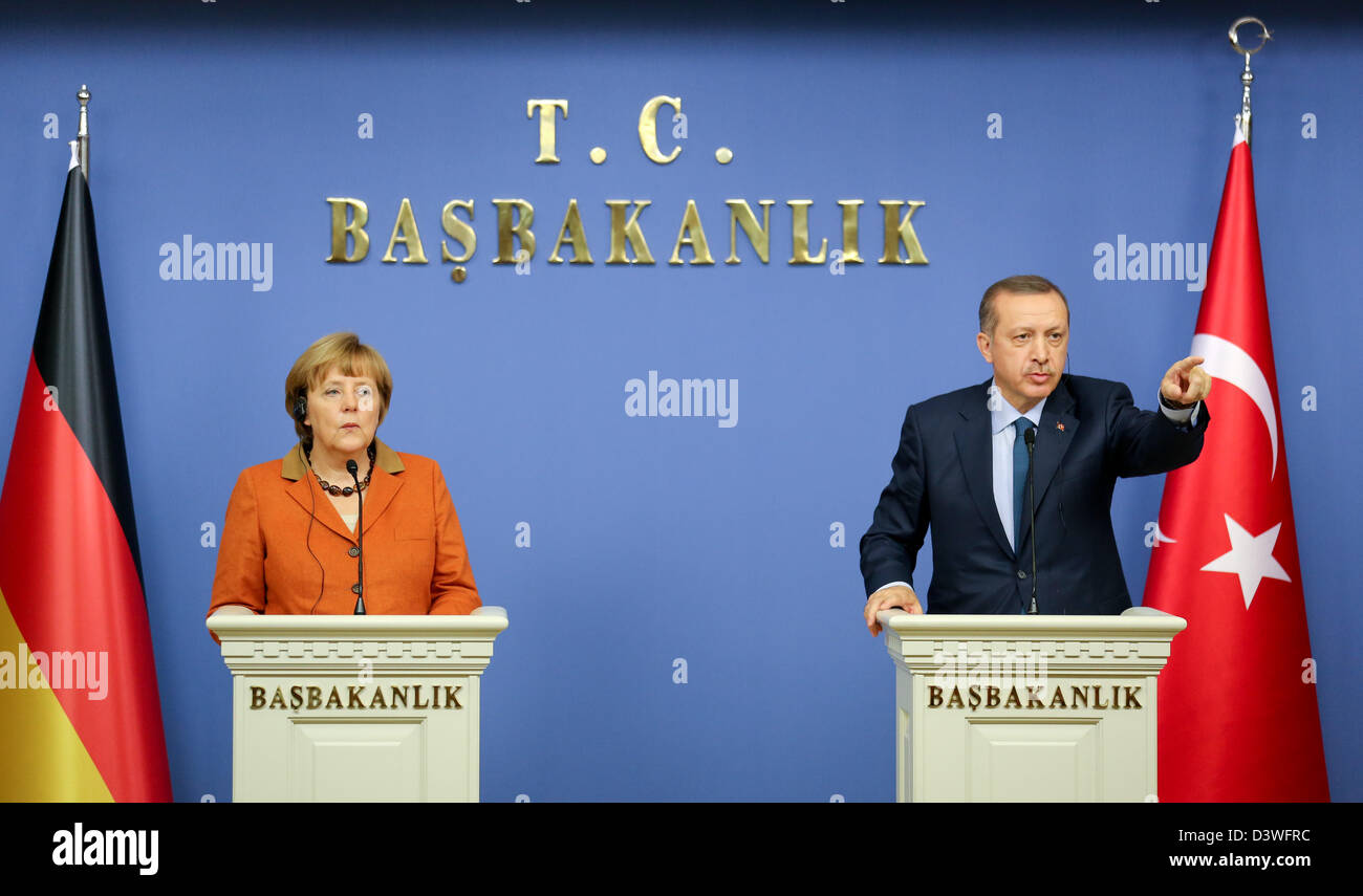 German Chancellor Angela Merkel and Prime Minister of Turkey Recep ...