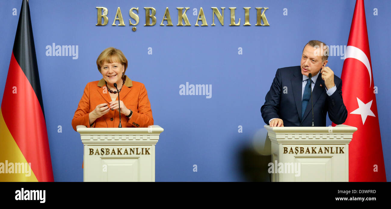 German Chancellor Angela Merkel and Prime Minister of Turkey Recep ...