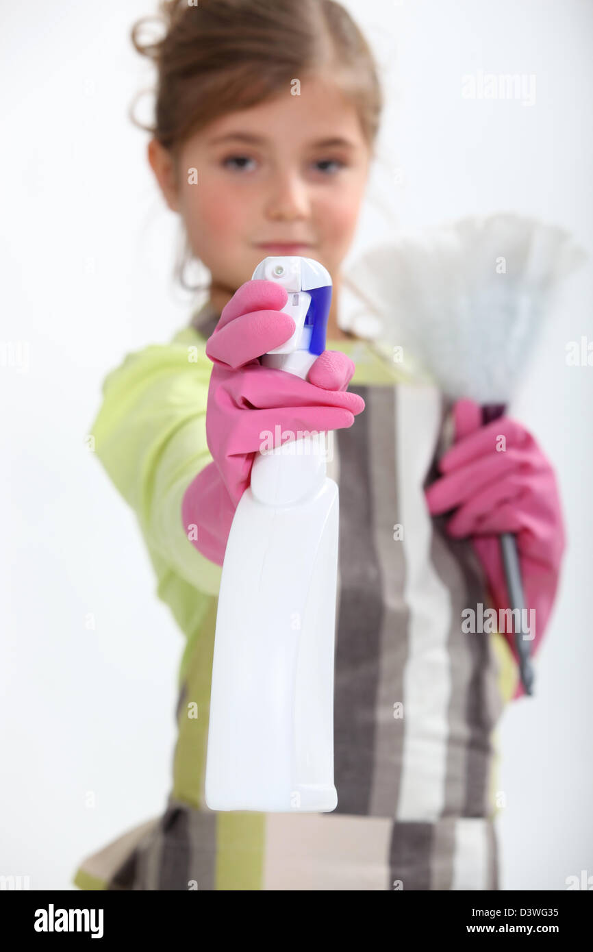 Little girl cleaning Stock Photo - Alamy