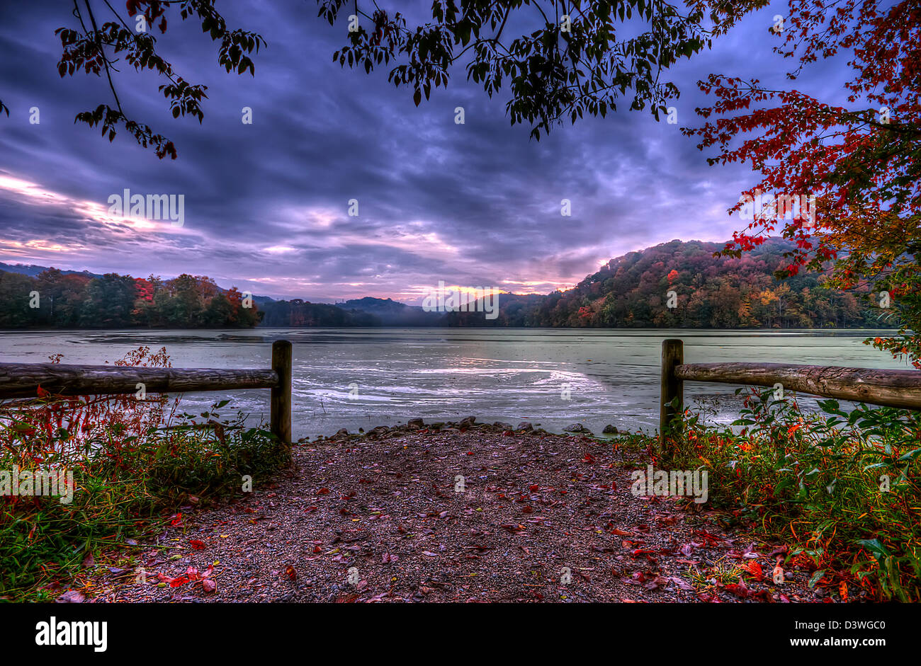A beautiful sunrise over a lake Stock Photo - Alamy
