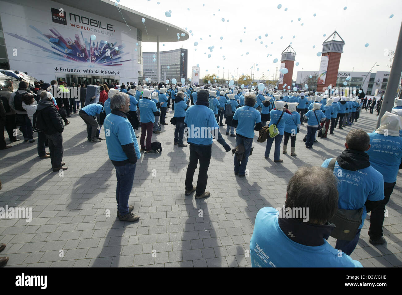 Barcelona, Spain. 25th February 2013. Flashmob by Telefonica Movistar ...