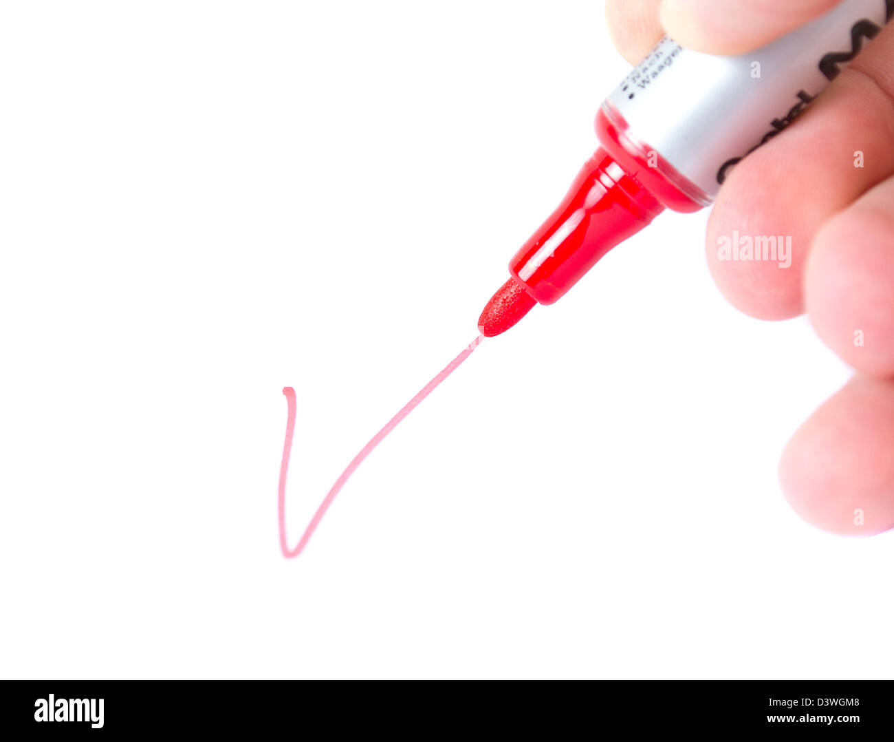 Hand with marker writing isolated on white background Stock Photo - Alamy