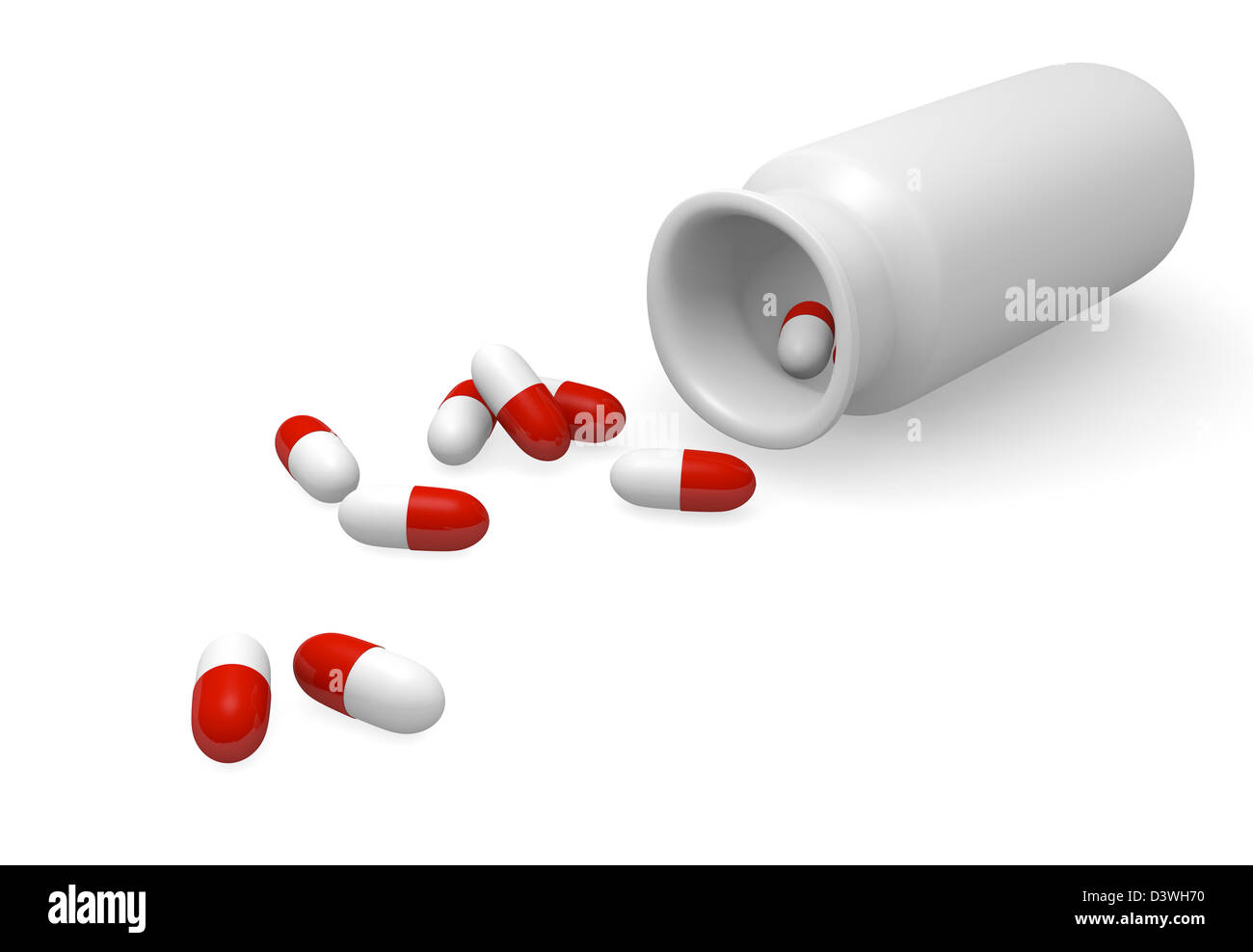 Red capsules on a white background Stock Photo - Alamy
