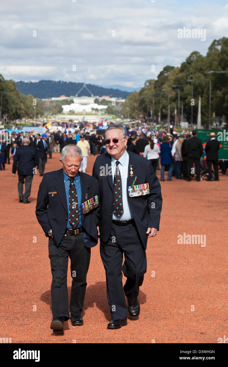 War veterans gather for Anzac Day commemorations. Canberra, Australian ...