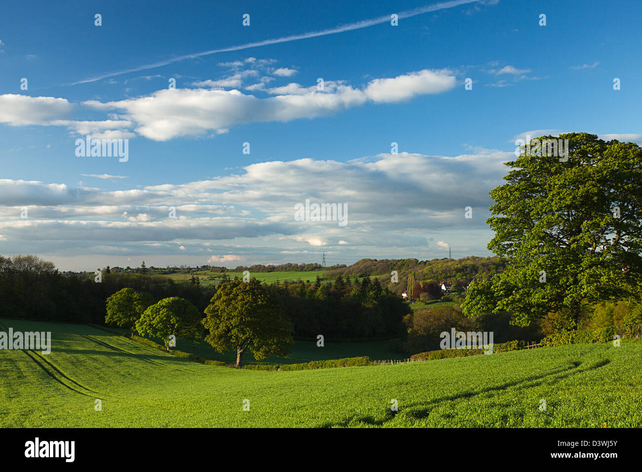 Glapwell, Derbyshire on a spring evening in sunshine Stock Photo - Alamy