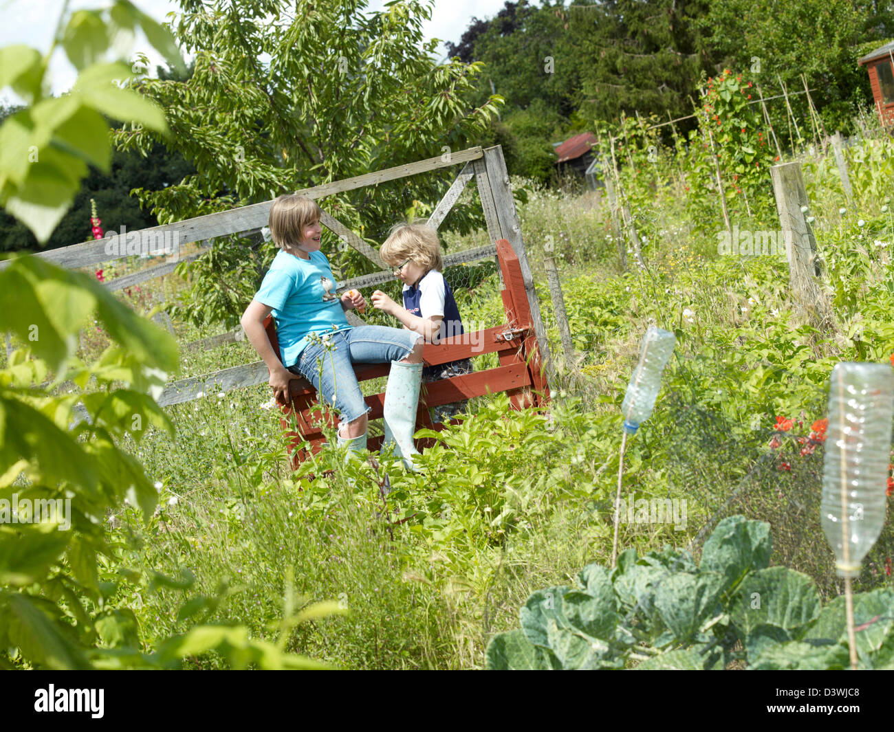Children at the allotment Stock Photo - Alamy