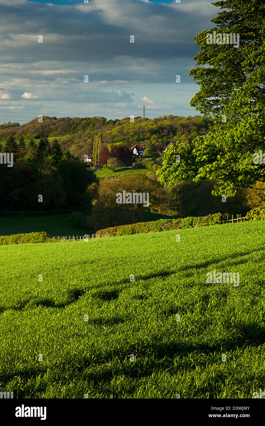 Glapwell, Derbyshire on a spring evening in sunshine Stock Photo - Alamy