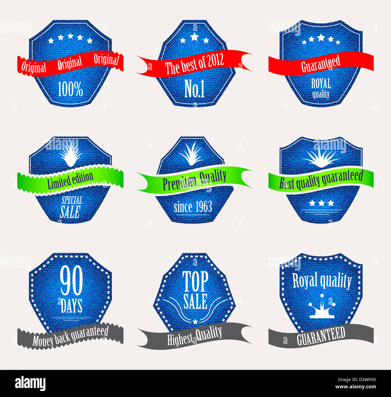 special labels with jeans design Stock Photo - Alamy