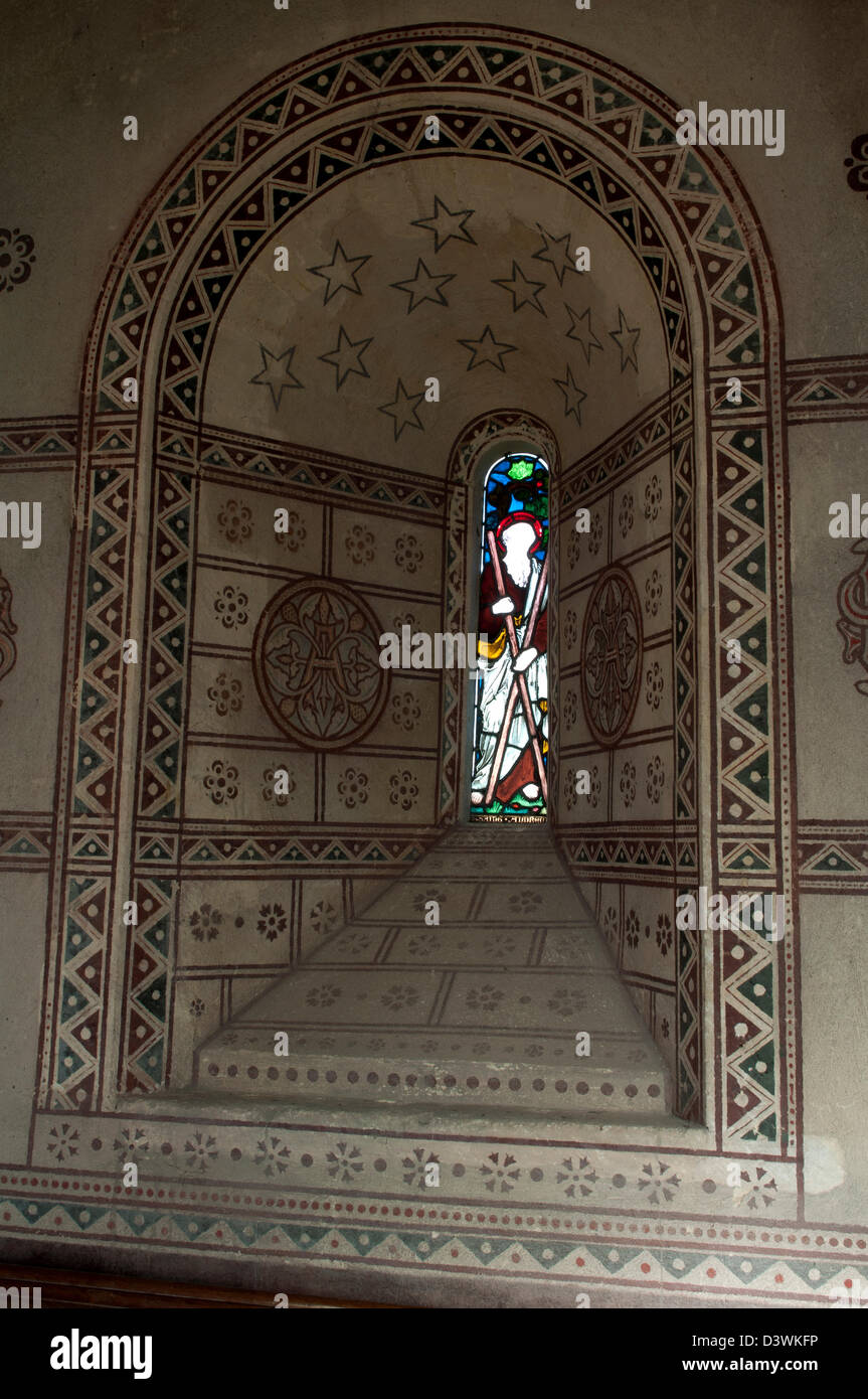 A Norman window in St. George`s Church, Hampnett, Gloucestershire ...