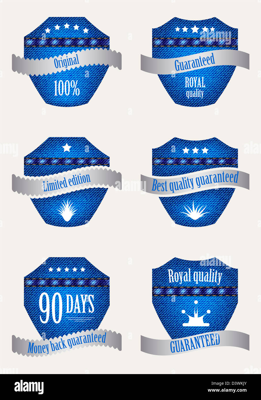 special labels with blue denim design Stock Photo - Alamy