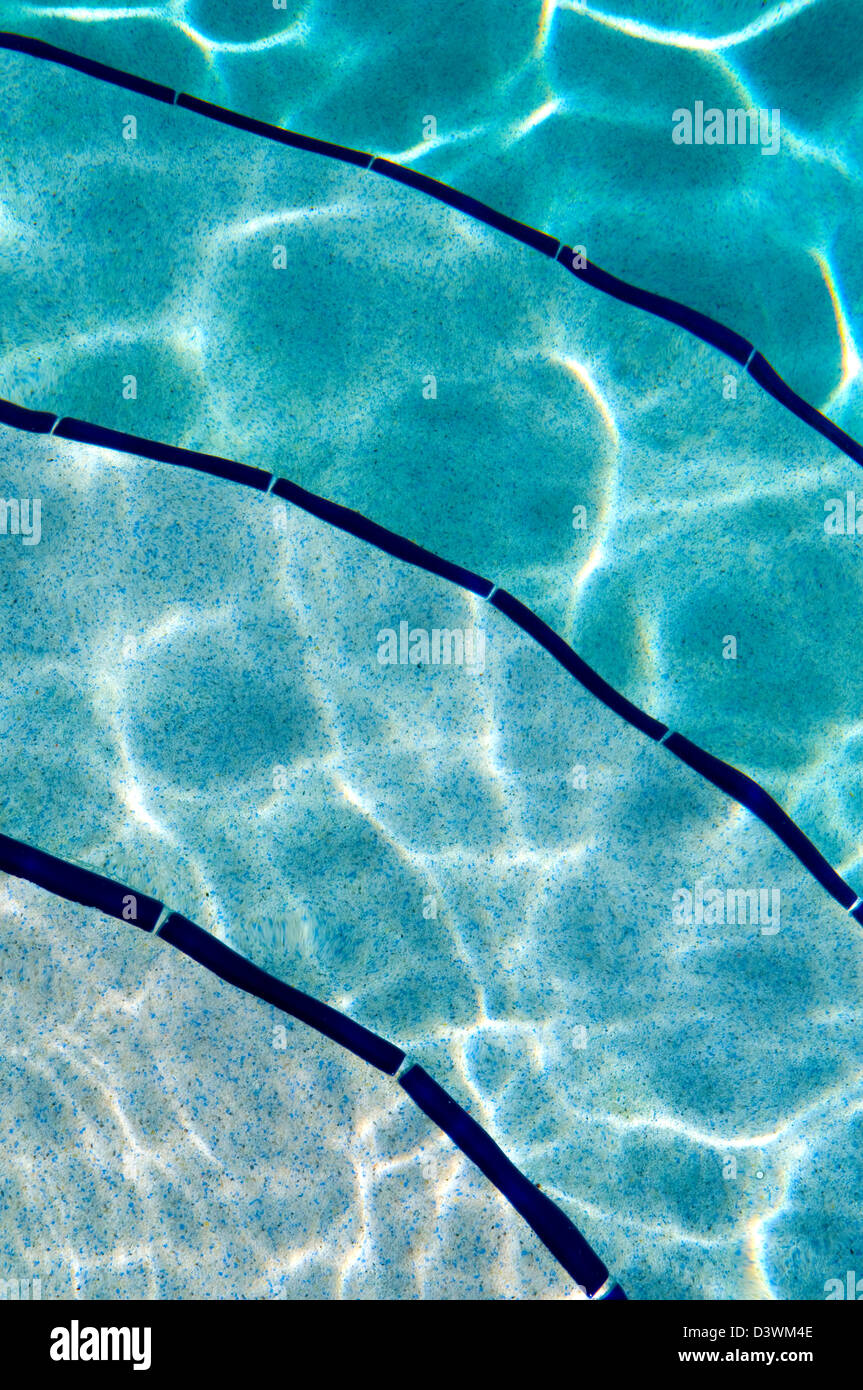 Pool water ripples across rounded tile steps Stock Photo - Alamy
