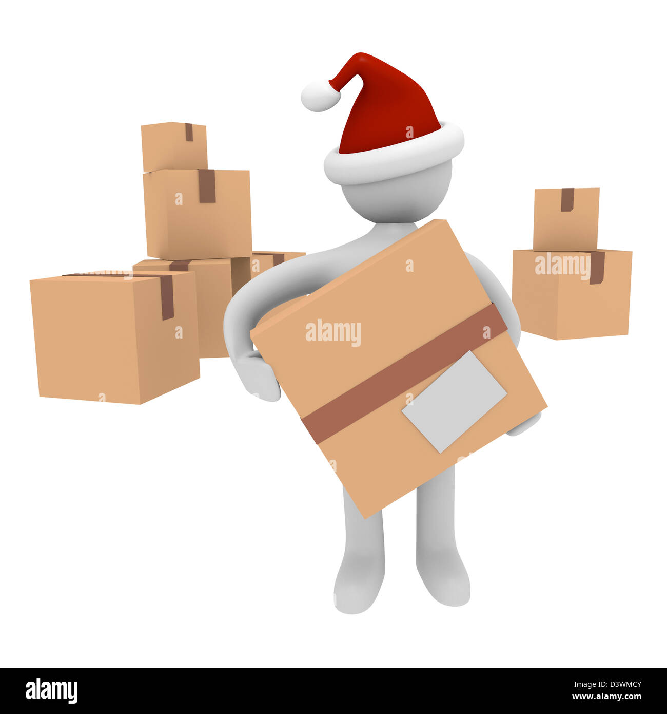 Santa Claus with cardboard boxes Stock Photo - Alamy