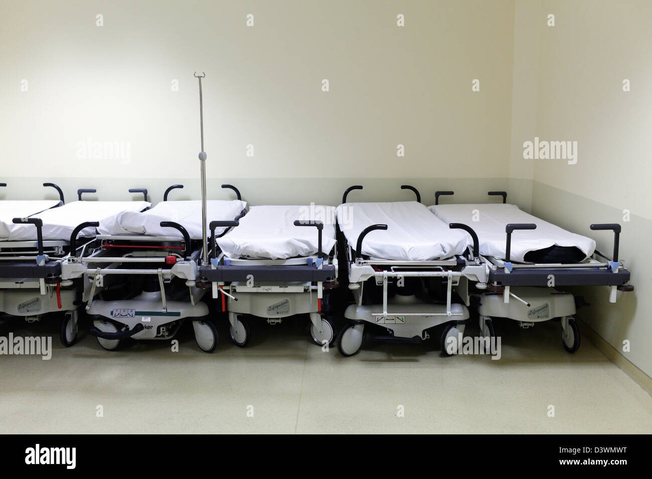 Berlin, Germany, beds are on the floor of the Urban Hospital Stock ...