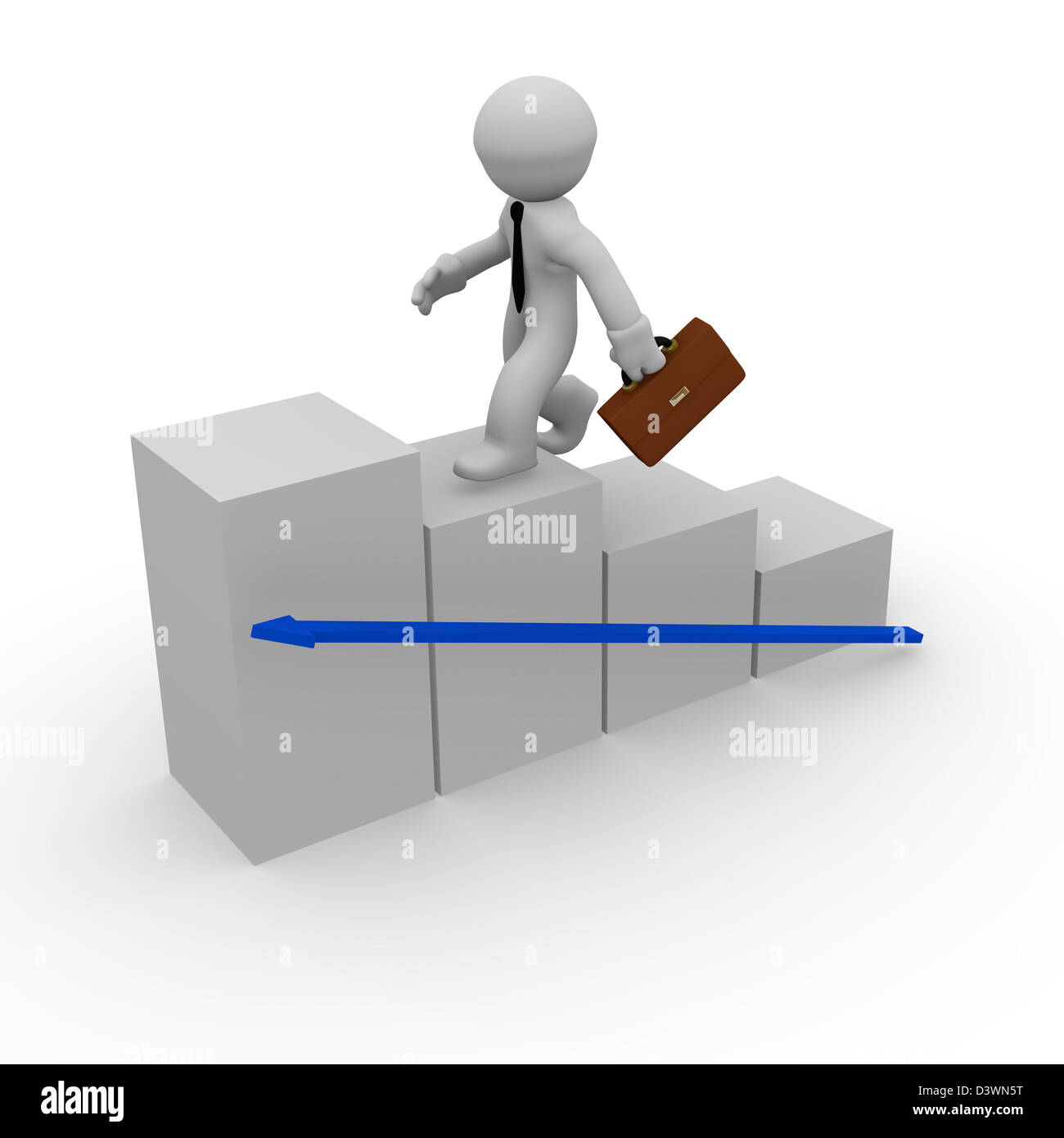 Aim high concept with business man on white stairs Stock Photo - Alamy
