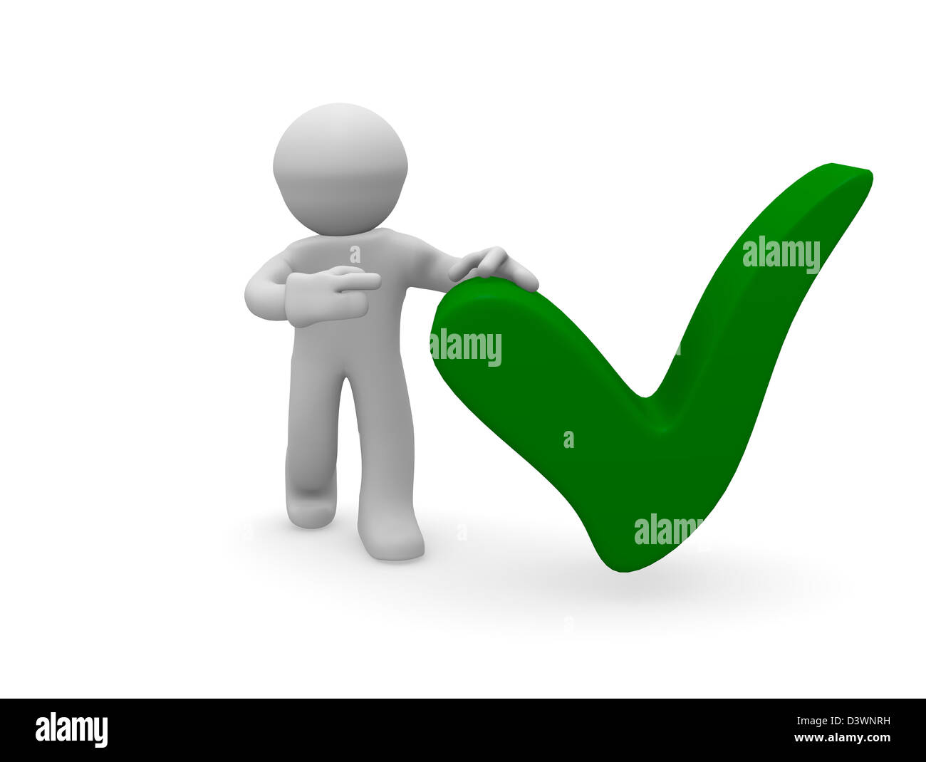 3d man with a green check mark Stock Photo - Alamy
