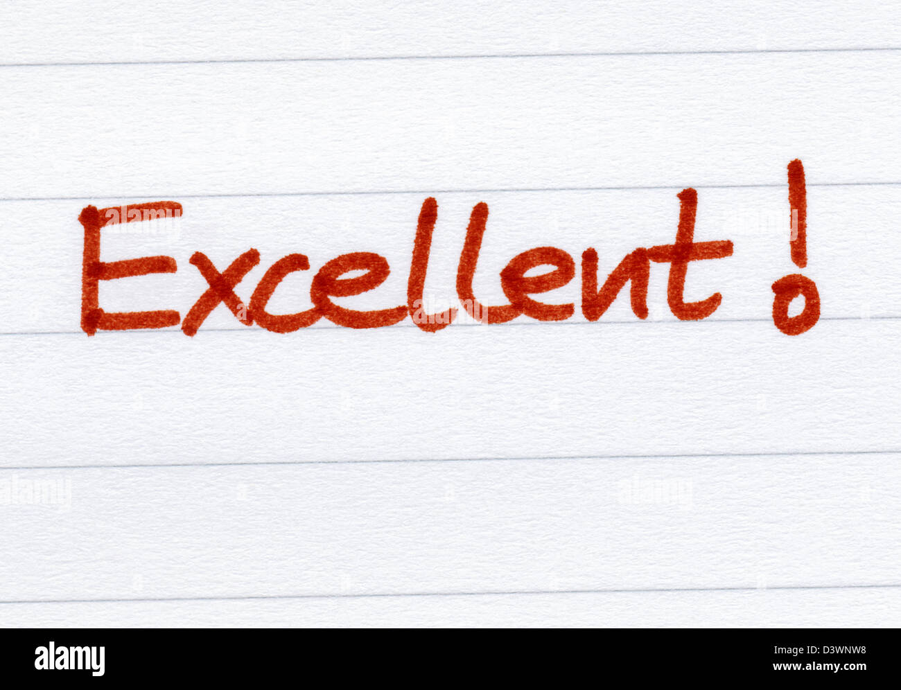 Excellent written in red ink Stock Photo - Alamy