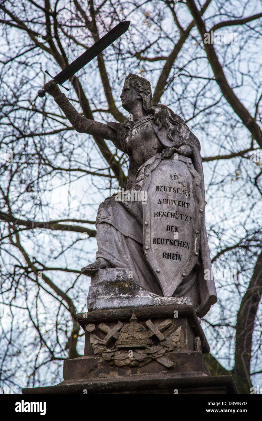 Monument in Duisburg-Homberg, on the Rhine, Germania figure with sword ...