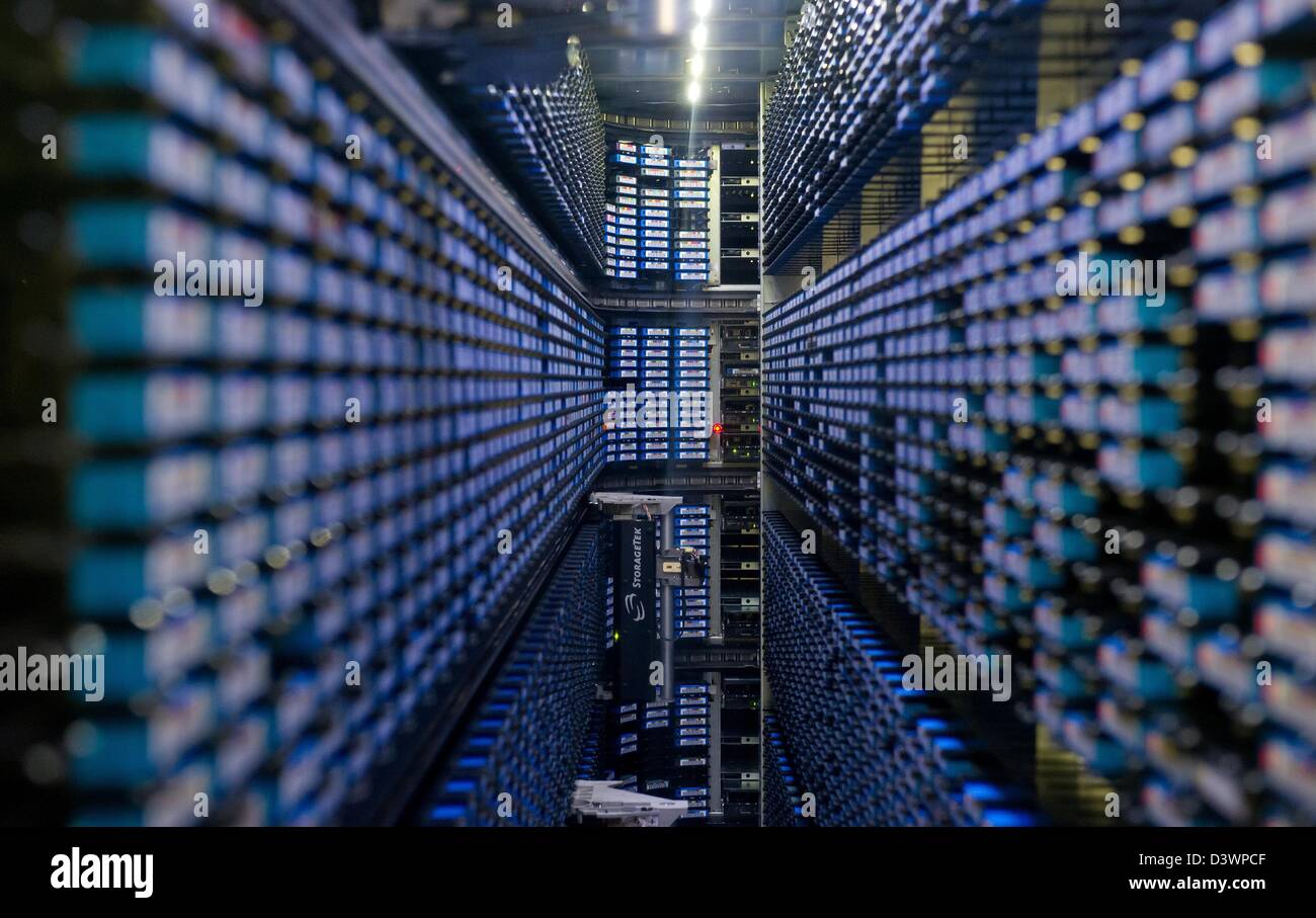 A data silo with magnetic tapes is pictured at the German Climate ...