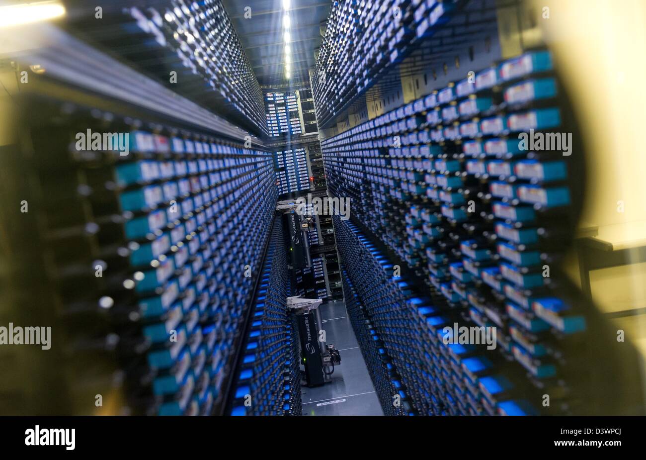 A data silo with magnetic tapes is pictured at the German Climate ...