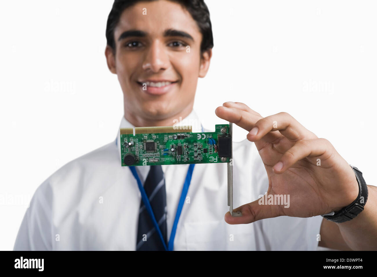 Engineering student holding an electronic circuit board Stock Photo - Alamy