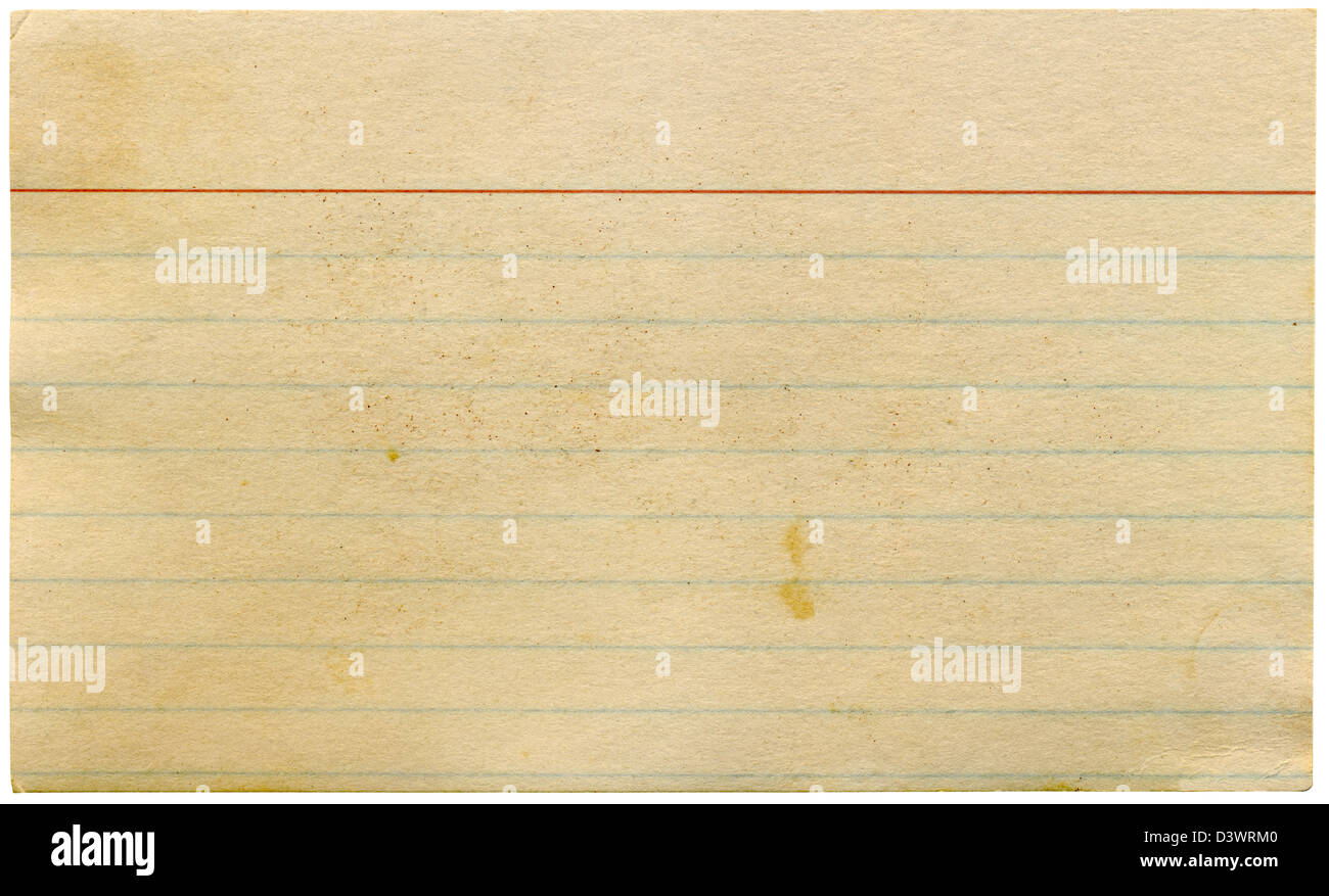Dirty old yellowing blank index card isolated on white Stock Photo - Alamy