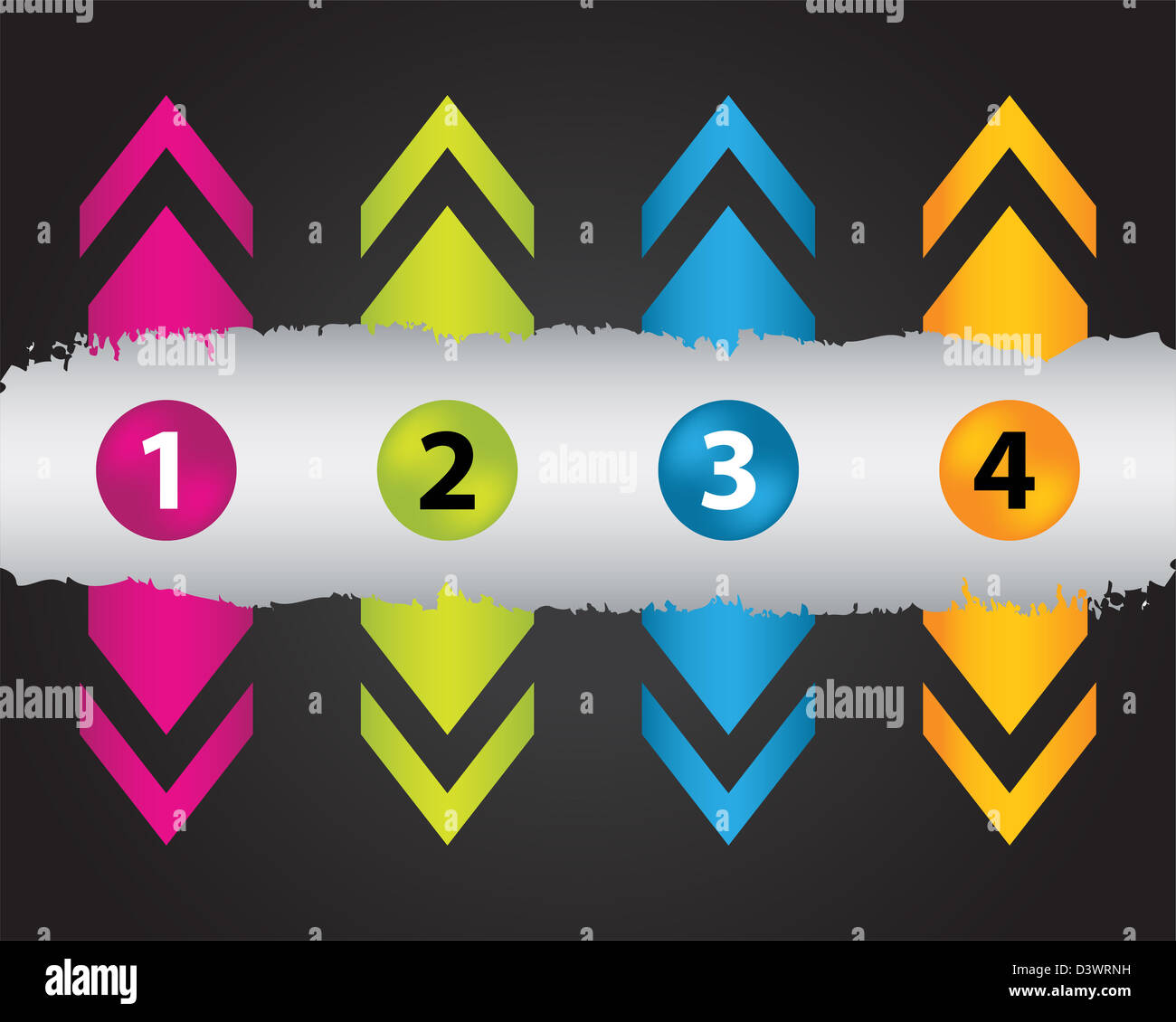 special arrow labels with numbered buttons Stock Photo - Alamy