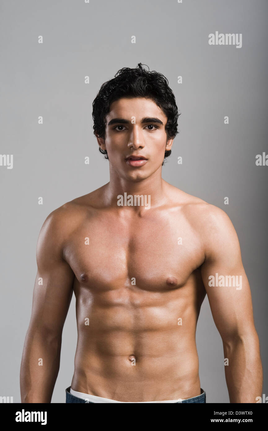 Portrait of a bare chested man Stock Photo - Alamy