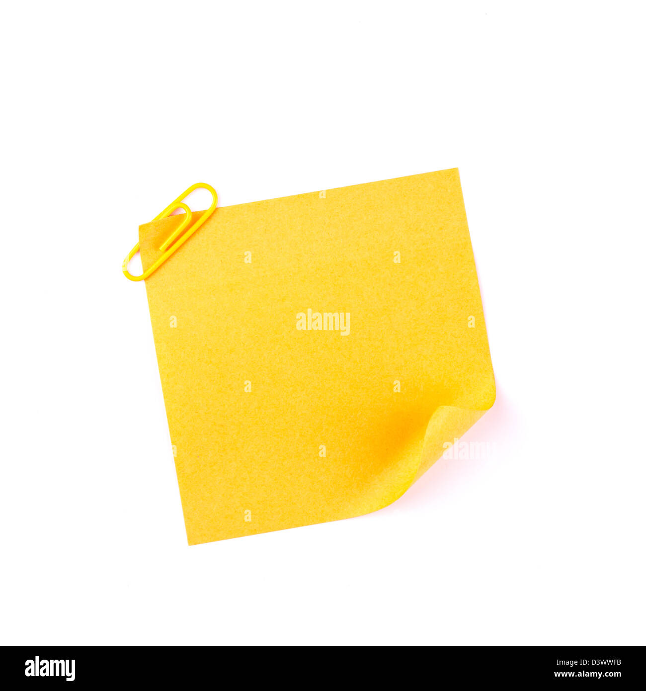 Orange sticky paper note with red clips isolated on white Stock Photo ...