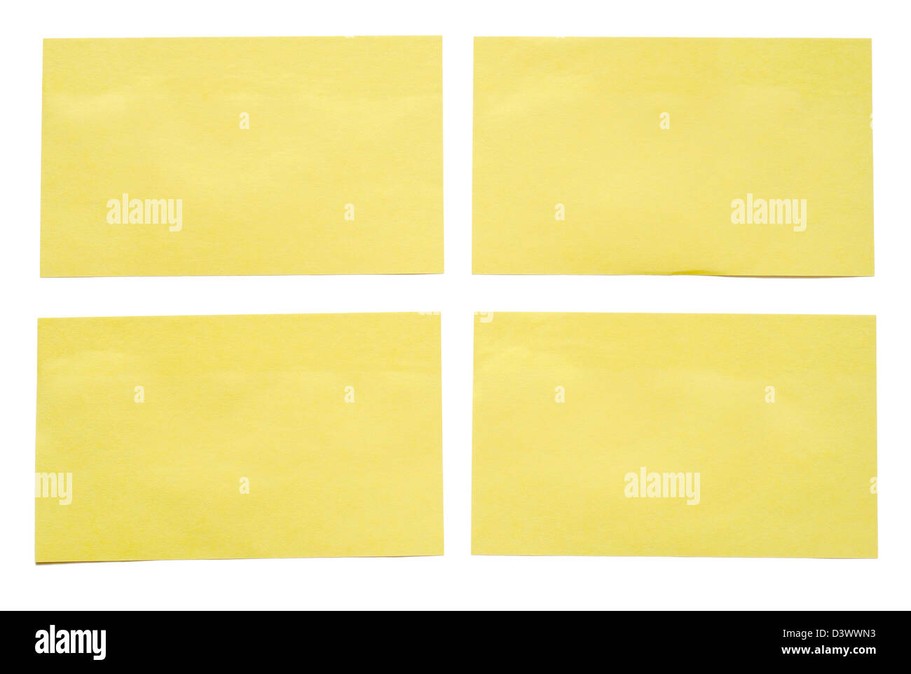 4 yellow notes stuck to a white background Stock Photo - Alamy