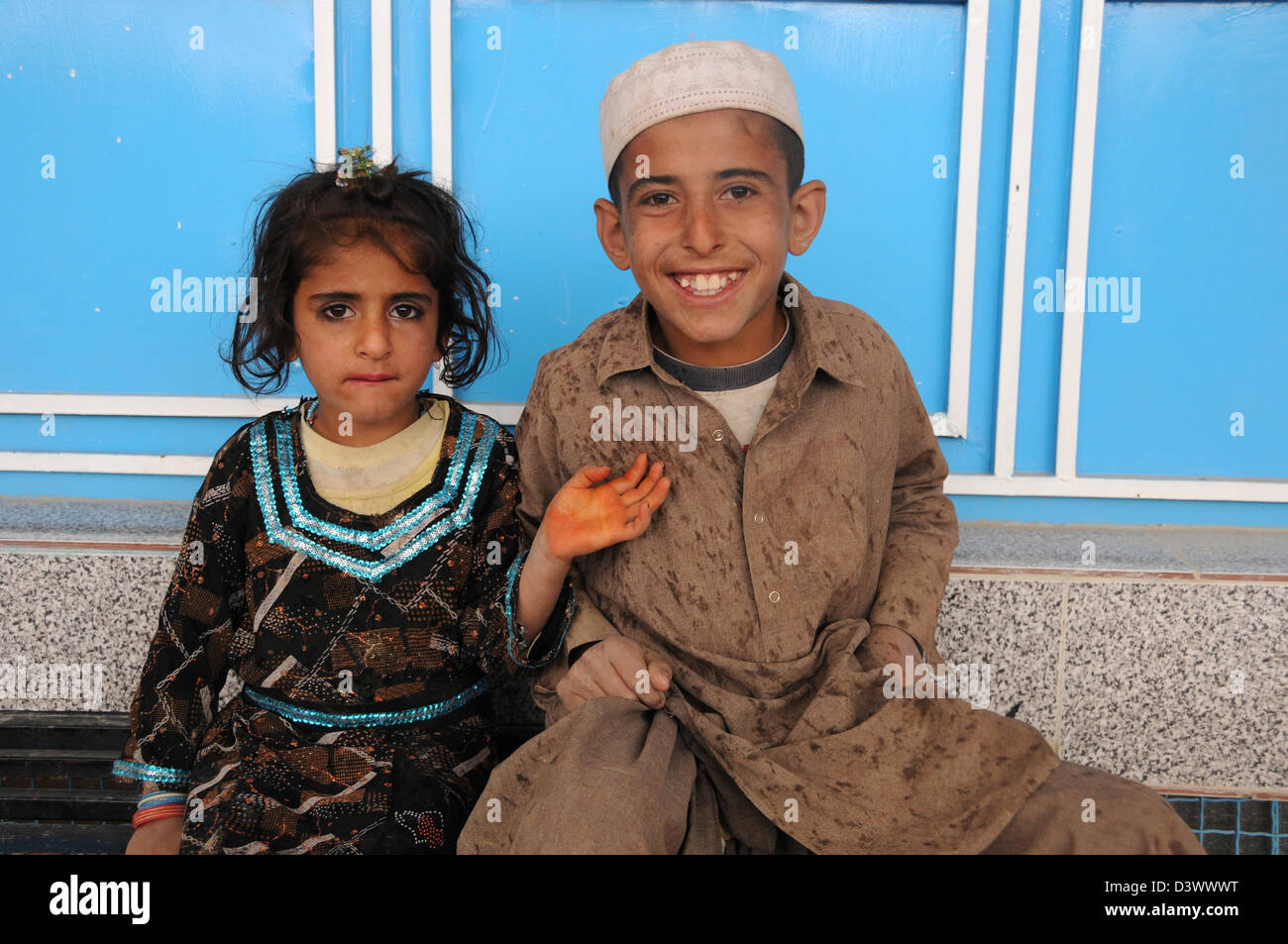 Afghan children pose for a photo February 25, 2013 in Farah City ...