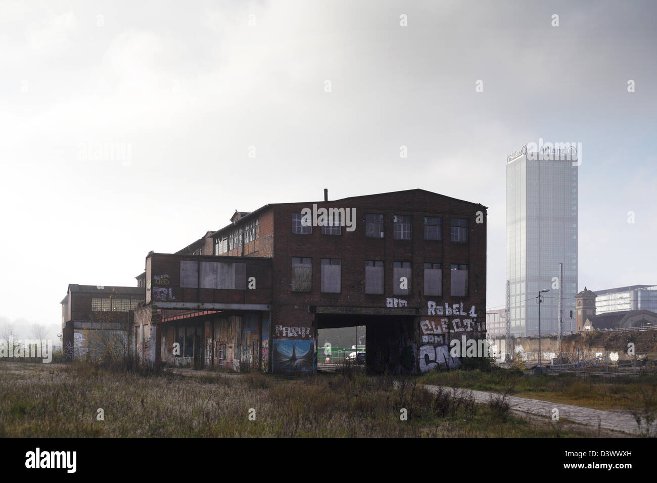 Berlin, Germany, industrial ruins of the old glass factory on the ...