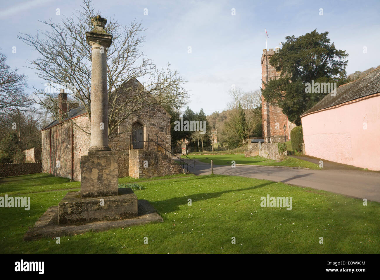 Sixteenth century church house building and war memorial hi-res stock ...