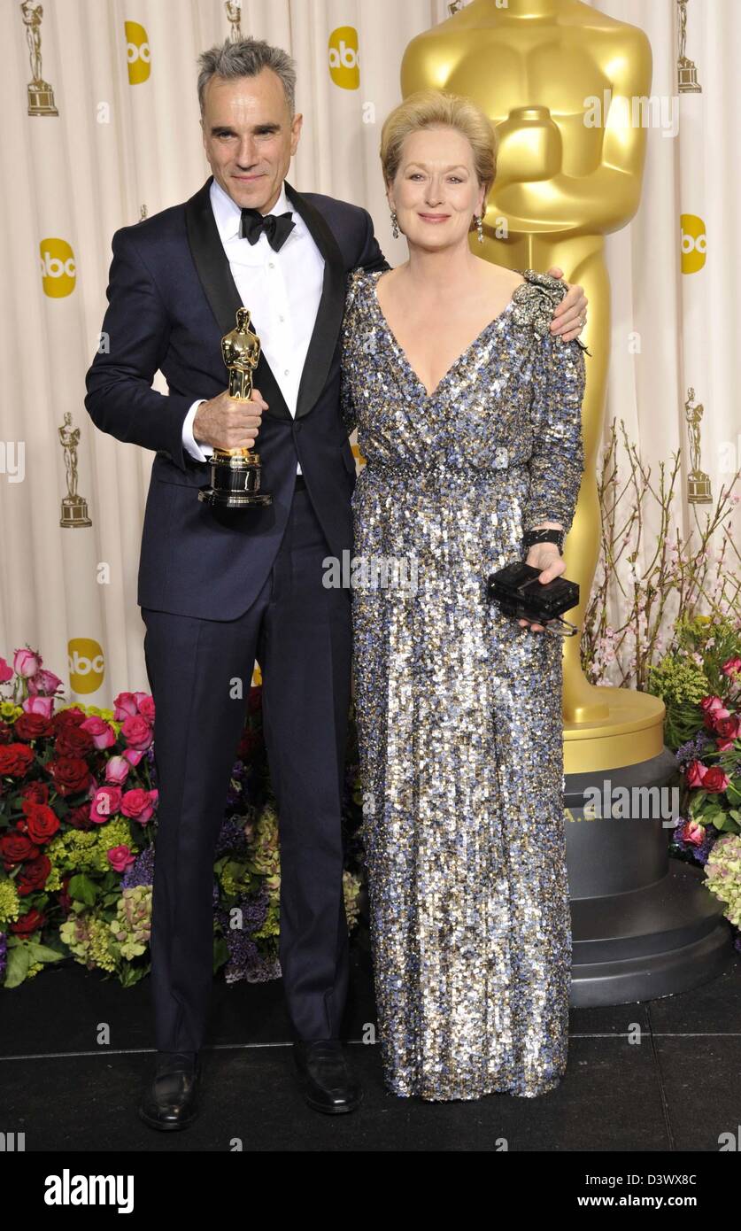 Los Angeles, California, U.S. 24th Feb, 2013. Meryl Streep, Daniel Day ...