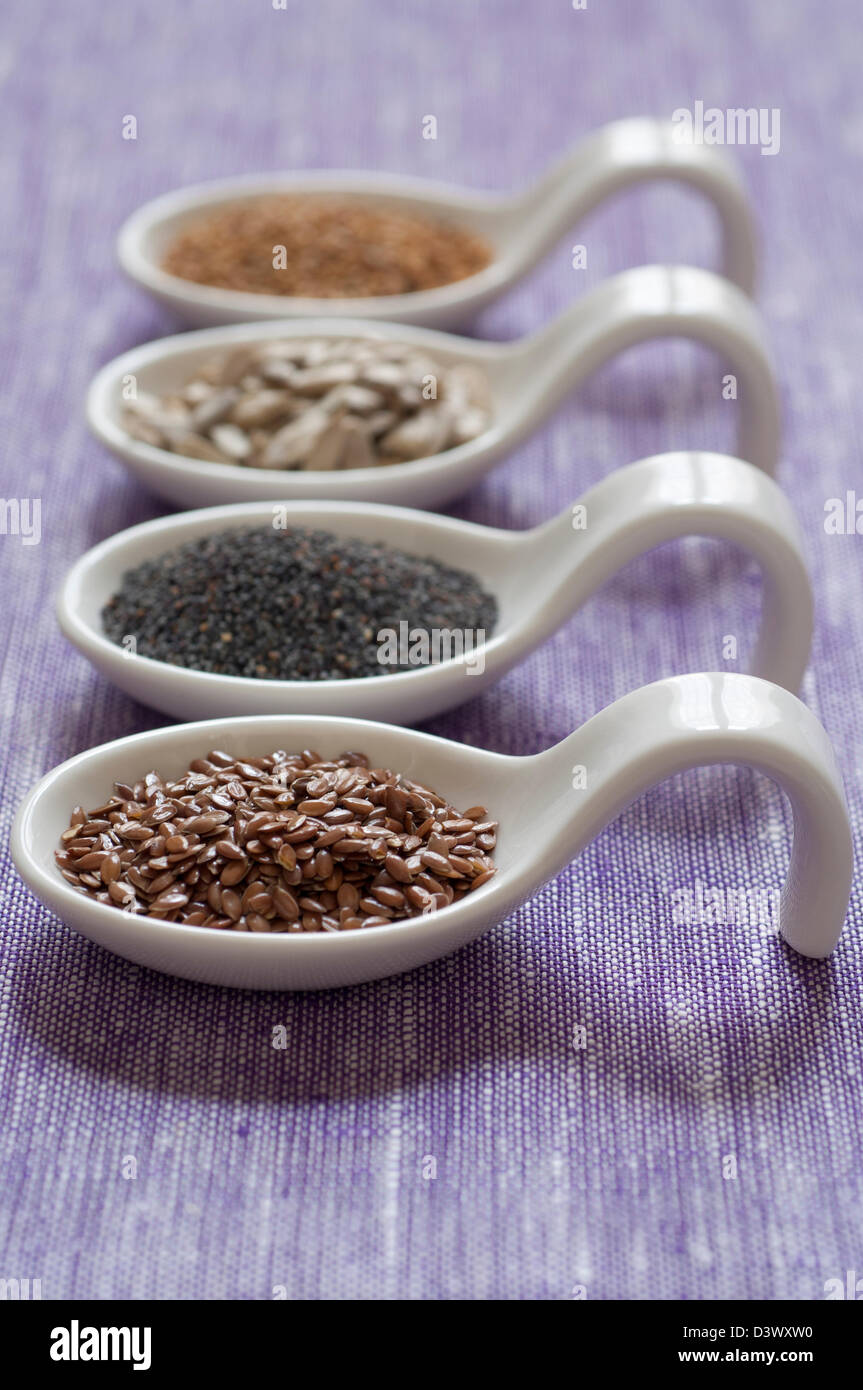 Close-up view of four different variety of Organic Seeds: (Back to ...