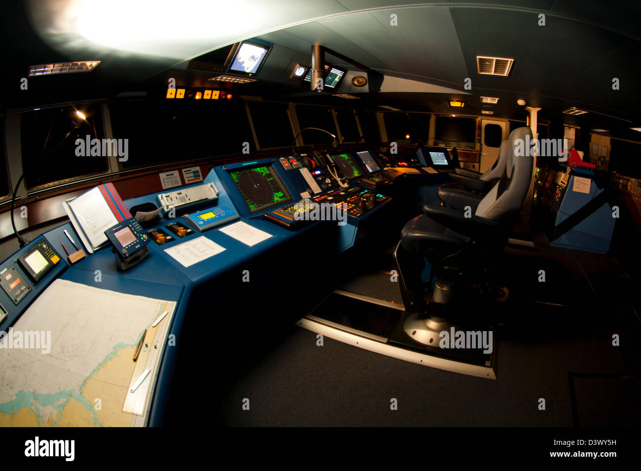 inside the bridge of a Seismic vessel at Night Stock Photo - Alamy