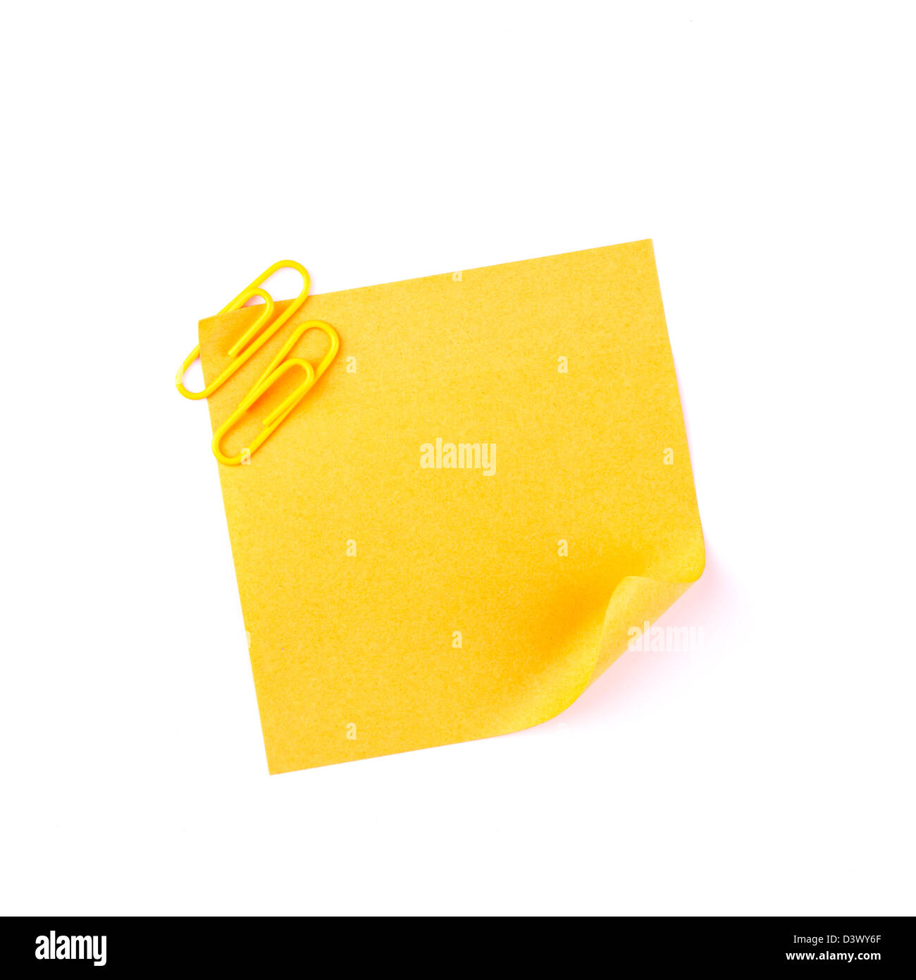 Orange sticky paper note with red clips isolated on white Stock Photo ...