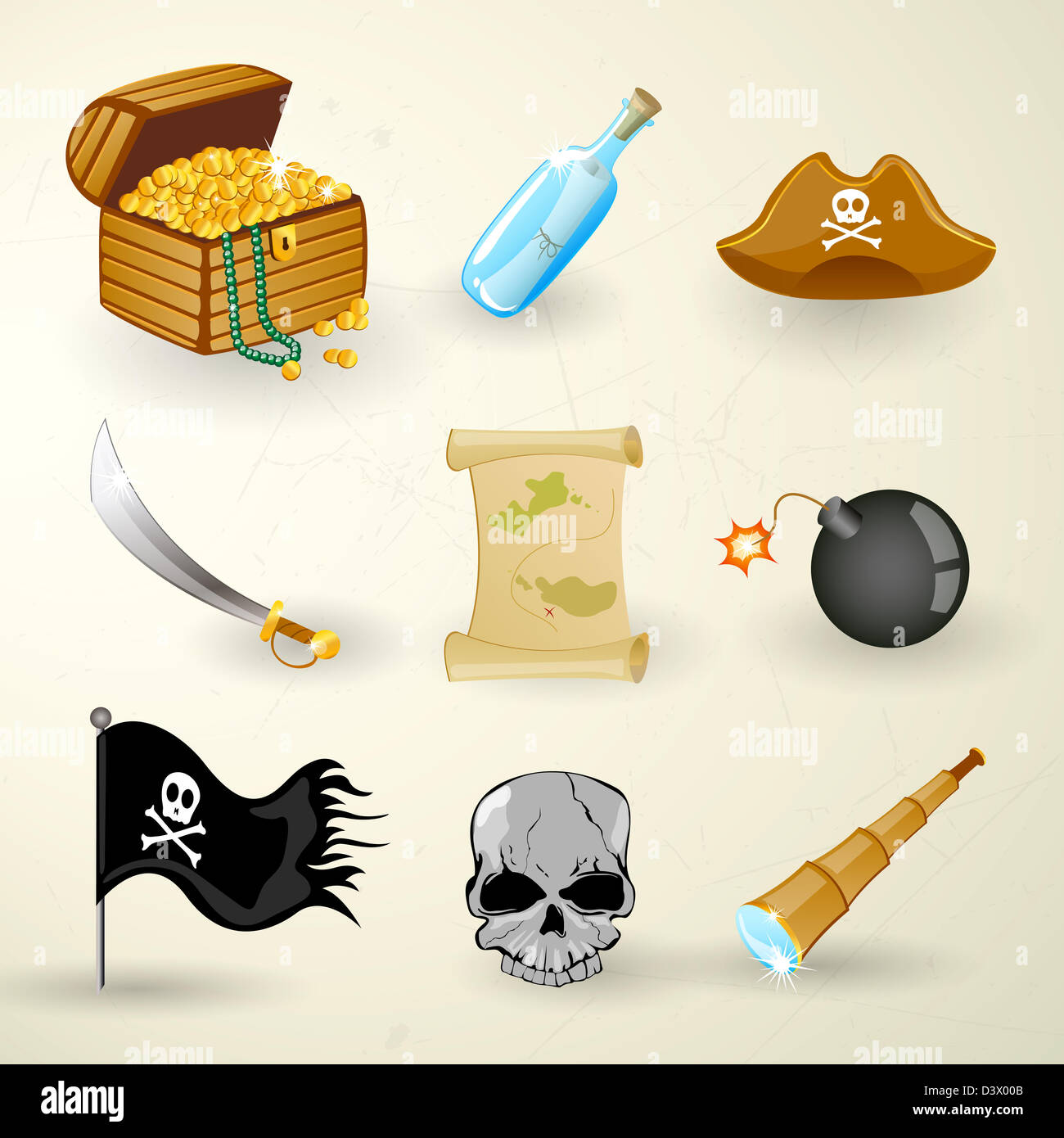 Vector illustration of pirate elements Stock Photo - Alamy