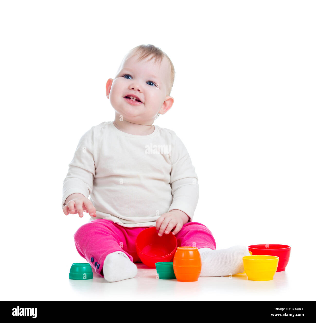 Adorable baby girl sitting on Cut Out Stock Images & Pictures - Alamy