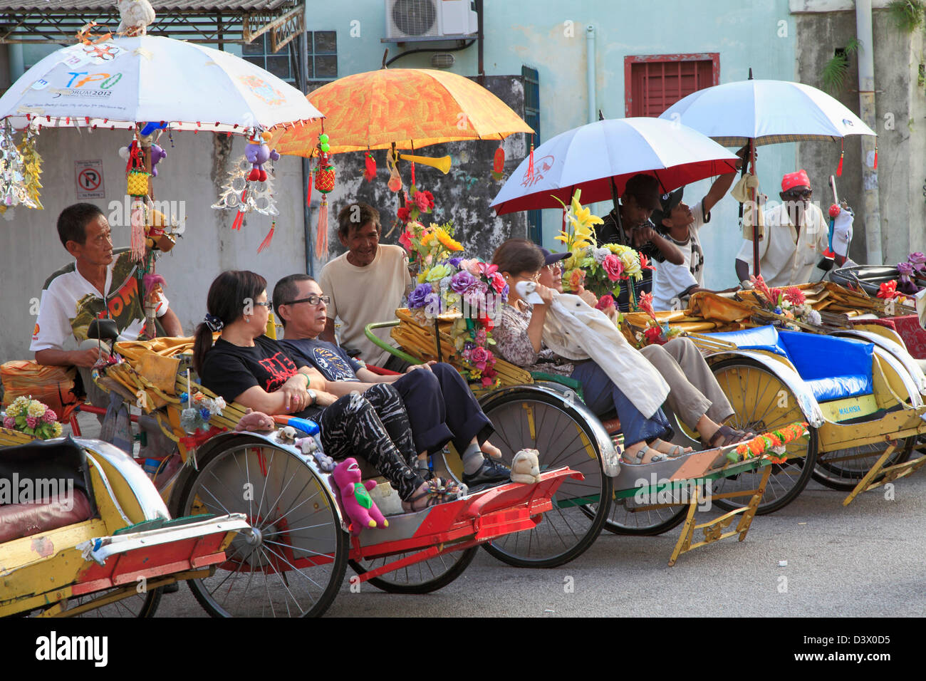Malaysia, Penang, Georgetown, rickshaws, people Stock Photo - Alamy