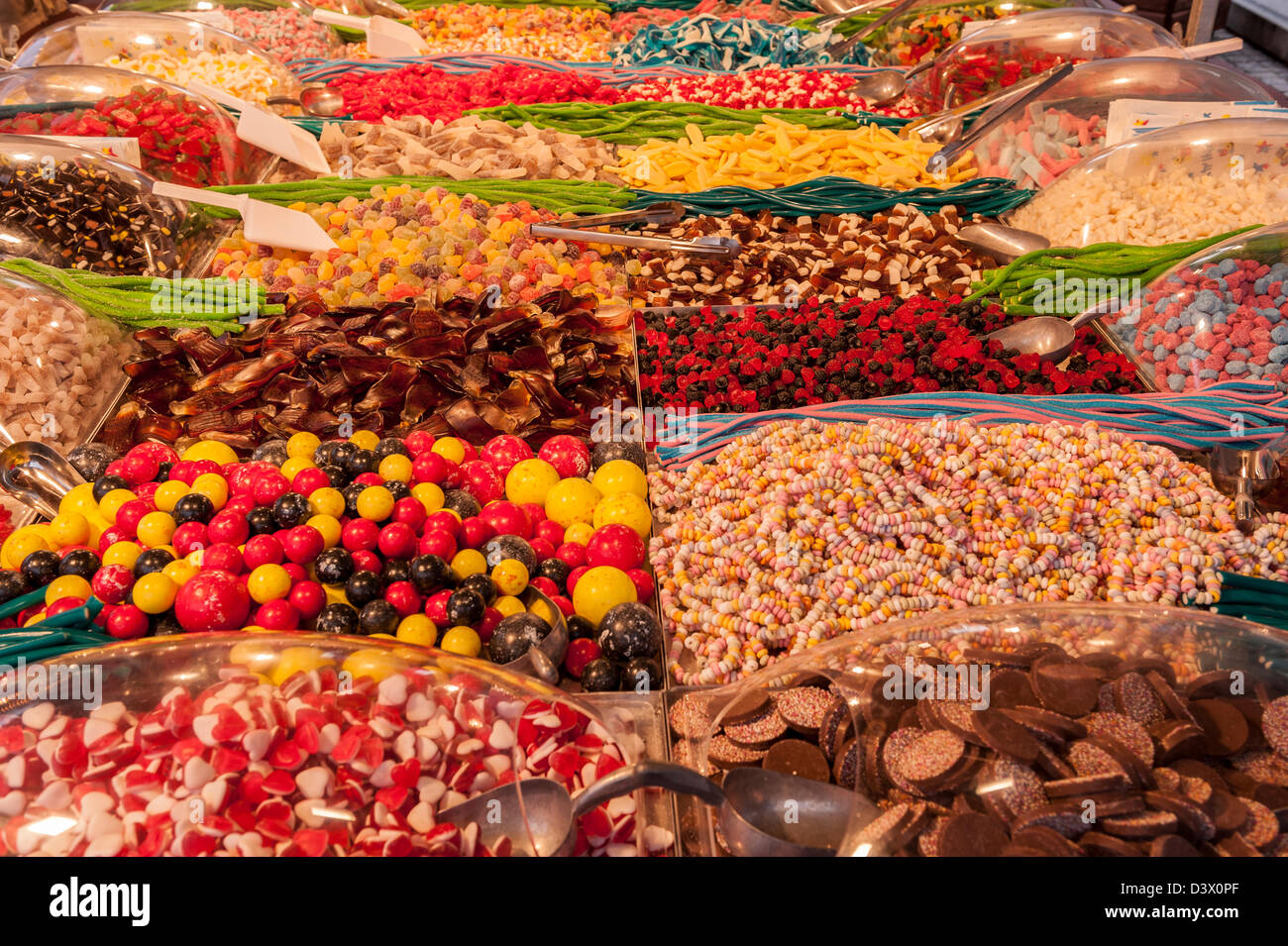Assorted colourful sweets for sale in a Uk stall Stock Photo - Alamy